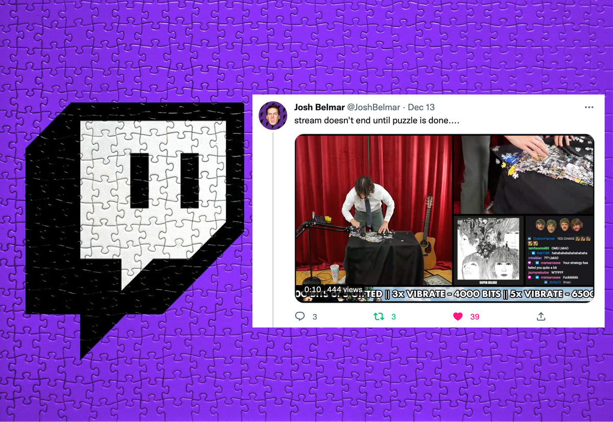 Twitch Recap: Josh Belmar solves a jigsaw puzzle on a vibrating table ...